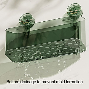 SONGBIRDTH Removable Shower Caddy Shower Caddy with Strong Suction Cup Removable Quick Drying Easy Cleaning Drainable Shower Rack Rust-proof Shower Basket Atrovirens S