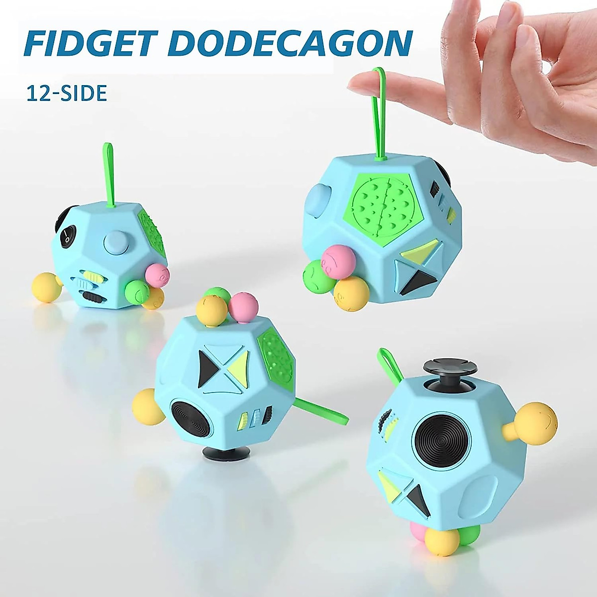 Fidget Dodecagon –12-Side Fidget Toys Cube Relieves Stress and Anxiety Anti Depression Cube for Children and Adults (B3 Blue Sky)