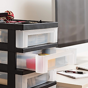 IRIS USA MC-3100-TOP 10-Drawer Storage Cart with Organizer Top, Black/Clear