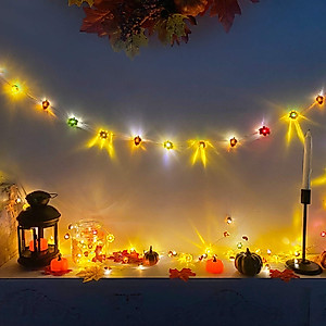 TURNMEON Thanksgiving Decor 30LED/10Ft 3D Pumpkin Lights Thanksgiving Decorations, 3 in 1 Battery Powered Fall Lights Pumpkin Decor, Fall Garland Lights Indoor Outdoor Fall Decor Autumn Halloween Home