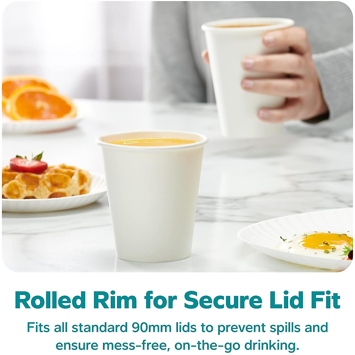 [100 Pack] 12 oz. White Paper Hot Coffee Cups