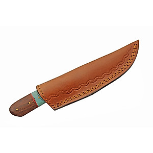 SZCO Supplies 8" Turquoise Resin/Wood Handled Outdoor Hunting Knife With Leather Sheath