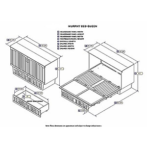 AFI, Sydney Modern Coastal Queen Solid Wood Murphy Bed Chest with Mattress in White