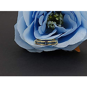 Dazzlingrock Collection 0.40 Carat (ctw) 10K Round Blue Diamond Anniversary Stackable Wedding Band, Yellow Gold, Size 7