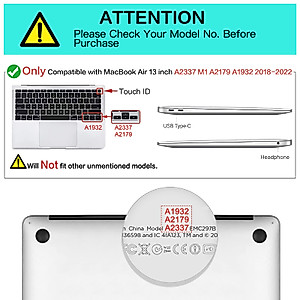 MOSISO Compatible with MacBook Air 13 inch Case 2022 2021 2020 2019 2018 Release A2337 M1 A2179 A1932 Retina Display Touch ID, Plastic Face Sketch Hard Shell & Keyboard Cover & Screen Protector, Black