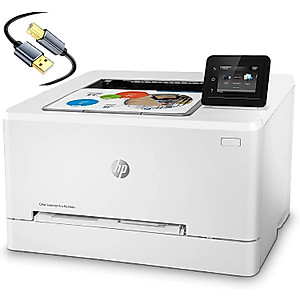 HP Color Laserjet Pro M255dw Wireless Laser Printer Single-Function, White - 22 ppm, 600 x 600 dpi, 8.5 x 14, Auto Duplex Printing, 2.7" Touchscreen, Ethernet, Cbmou Printer Cable