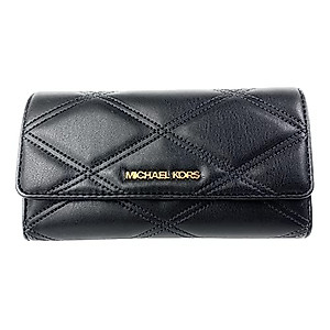 Michael Kors Jet Set Travel Large Trifold Wallet Vegan Leather (Black)
