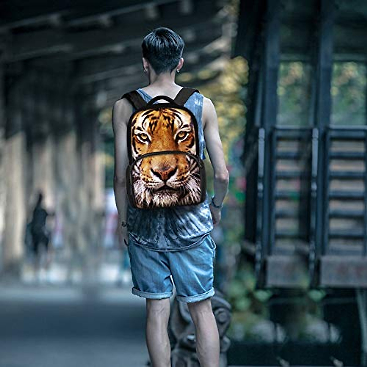 Tiger Animal School Bag For Man/Kid/Girl/Woman 3D Printing Student Backpack 17 Inch Black Cool Design Casual Daypack