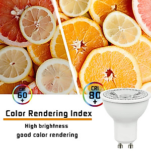 Geminilite GU10 LED Bulbs Non-Dimmable, 3000K Warm Light Replacement for Recessed Track Lighting, 5W GU10 Bulb with 38° Spotlight for Kitchen, Range Hood, Living Room, 6 Pack 120V