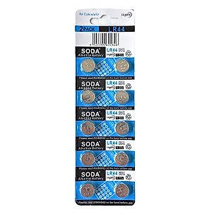 AG13 LR44 L1154 357 A76 Alkaline Button Cell Battery with Retail Blister Pack Cards (10) by YMCtoys