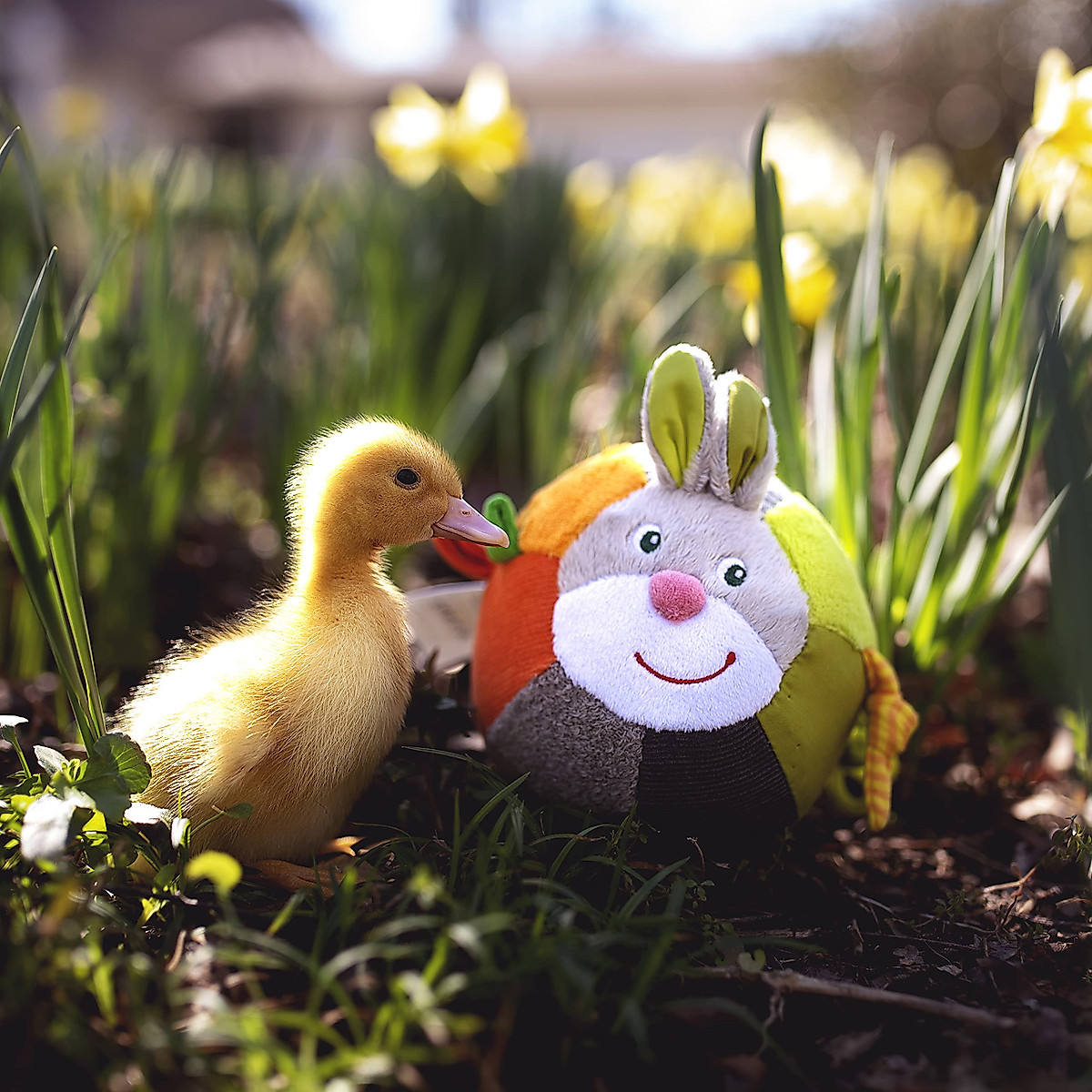 HABA Bunny Ball with Crinkle Ears, Textured Fabric and Rattling Effects