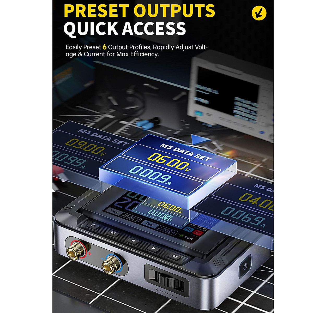 DPS-150 DC Power Supply Variable, 30V 5A Adjustable DC CNC Power Supply, PC Programmable Switching Power Supply with 2.8 Inch HD IPS Color Screen, Support PD and QC Fast Charging