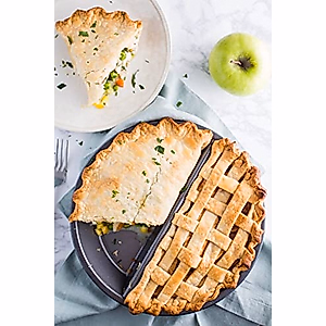 Chicago Metallic Professional Non-Stick Split Decision Pie Pan, 9-Inch, Gray