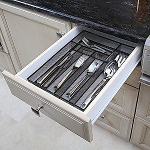 Smart Design 5 Compartment Drawer Organizer - Steel Mesh Mesh - Makeup Tray, Vanity, Utensils, Silverware Storage Bin - Kitchen - Bronze