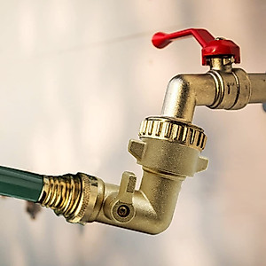 Lifynste Garden Hose Elbow Connector, 90 Degree Brass Garden Hose Elbow Adapter with Shut Off Valves, 4 Pack