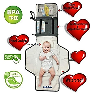 Diaper Portable Changing Pad - Baby Diaper Bag Clutch - Travel Diaper Changing Pad Kit Essentials for Newborn Girls & Boys