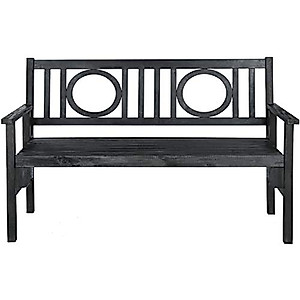Safavieh PAT6714K Outdoor Collection Piedmont Grey Folding Bench, Dark Slate Gray