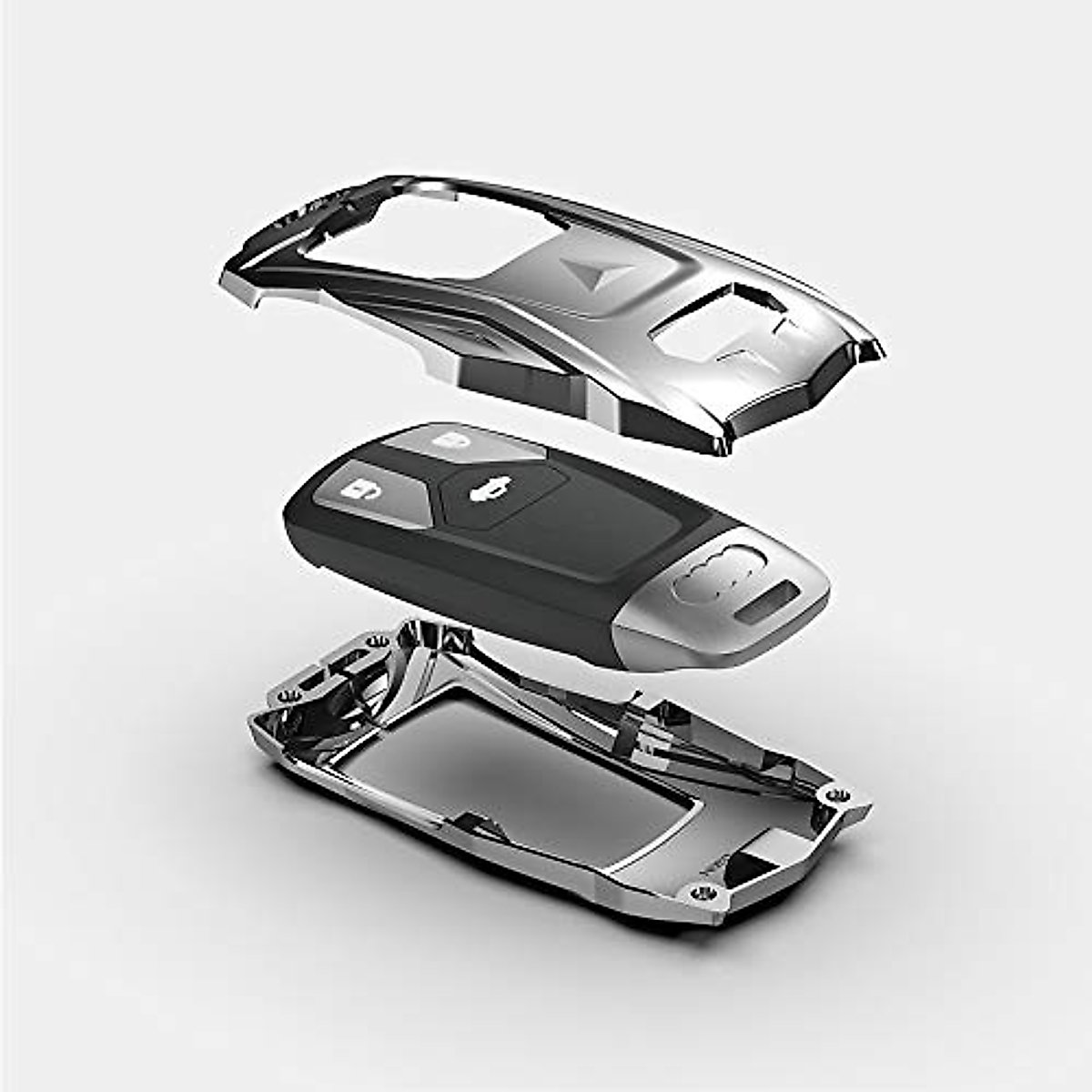 K LAKEY Car Key Fob Cover,Compatible with Audi Remote Key A4 RS4 A5 F5 S5 RS5 A6 A7 C8 A8 Q5 FY Q7 4M TT TTS TTRS R8 Smart Keyless Entre Key Fob,Armor Key Fob Case Protector Jacket with Buckle Black