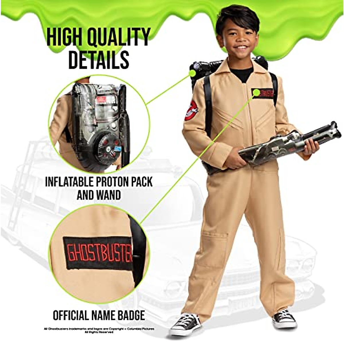 Disguise Ghostbusters Costume for Kids, Official Ghostbusters Classic Jumpsuit with Proton Pack Accessory, Child Size Large (10-12)