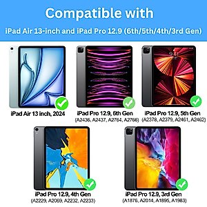 runelk Keyboard Case for iPad Air 13 2024 and iPad Pro 12.9 inch 2022-6th / 2021-5th / 2020-4th / 2018-3rd Generation – Magnetic Keyboard Case with Multi-Touch Trackpad – Floating Cantilever Stand