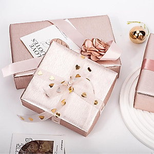 Flyhill Mini Wrapping Paper Roll-17inch X 198inch（23.4sqft -Solid Color with Rose Gold Brush Metallic Shine for Christmas,Birthday,Wedding,Baby Shower,Valentine's Day