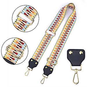 LIFEMATE Wide Bag/Purse Strap Replacement Crossbody Shoulder For Women Adjustable Jacquard Woven Cotton Guitar Strap Banjo Strap Style (Style 6)