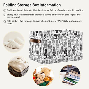 DEHOZO Storage Basket Bins, Abstract Cat Kitten Collapsible Storage Cubes Organizer with Handles, Closet Shelves Clothes Storage Box Toys Organizer for Bedroom Living Room, 1pc
