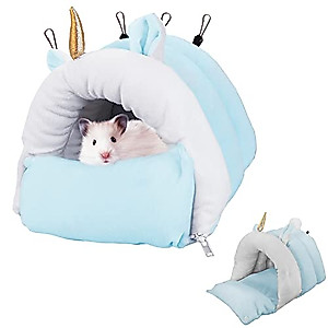 HOMEYA Guinea Pig Bed Small Animal Pet Hideout Hanging Bed for Hamster Rat Chinchilla Hedgehog Bunny,Sleeping House Habitat Nest Cage Accessories with 4 Hooks,Holiday Pet Gift for Halloween&Christmas