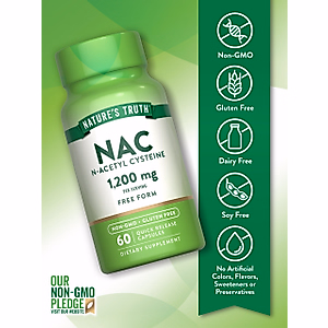 Nature's Truth NAC Supplement | 1200mg | 60 Capsules | N Acetyl Cysteine | Free Form Amino Acid | Non-GMO and Gluten Free Supplement
