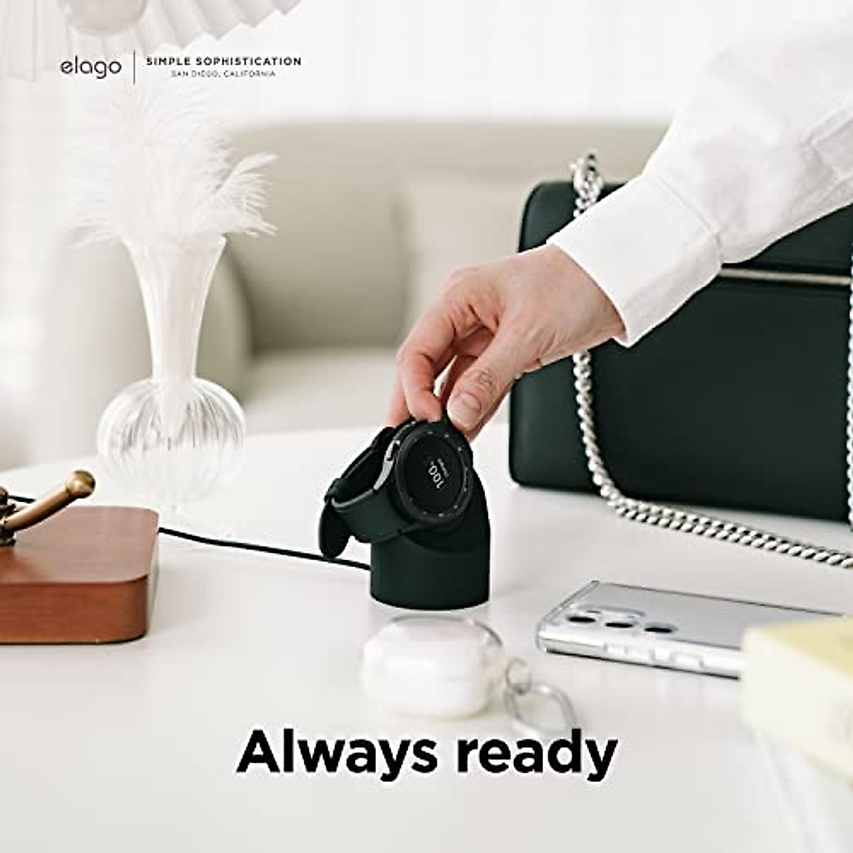 elago GW2 Stand Compatible with Samsung Galaxy Watch 6 Series / 5 Charger Stand (40, 44mm) / 5 Pro Charger Stand (45mm) 2022-2023 - [Black] [Charging Cable Not Included]