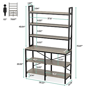Tribesigns 6-Tier Bookshelf,Industrial Bookcase with Open Shelf,6 Shelf Storage Rack with X-Shaped Frame,Rustic Book Shelf for Living Room, Bedroom,Home, Office (1, Retro Gray)