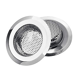 Kitchen Sink Strainer Basket Drain Catcher (2-pack) - 4.5” Diameter, Wide Rim, Premium Stainless Steel Sink Disposal Stopper, Anti-Clogging Micro-Perforation 2mm Holes Basket Drains Sieve - Rust Free