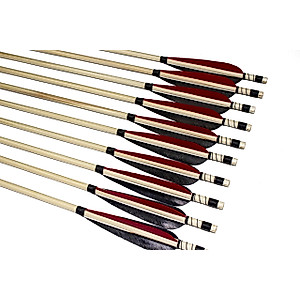 TTFLY FLETCHING 32 Inch Wooden Arrows Practice Hunting Targeting Wood Arrow Parabolic Turkey Feathers Archery for Recurve Longbow