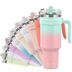 Hydraful 46 oz Insulated Tumbler with handle and leak proof 2-in-1 Straw & Sip Lid,Stainless Steel Vacuum Travel Mug,Coffee Cup,Insulated smoothie cup,Keeps Cold for 34 Hours,Fit in Car Cup Holder