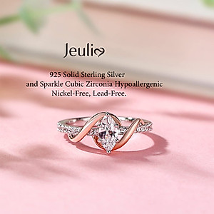 Jeulia "An Encounter with Myself Marquise Cut Sterling Silver Ring Engagement Anniversary Promise Ring Valentine's Day Gift With Jewelry Box for Women (7)