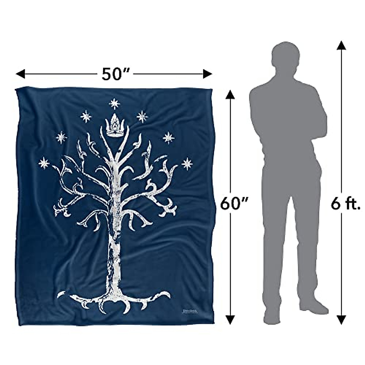 The Lord of The Rings Blanket, 50"x60" Tree of Gondor Silky Touch Sherpa Back Super Soft Throw Blanket