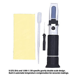 Refractometer, Meter Gauge Dual Scale Handheld Measuring Tool for Sugar Brewing with Automatic Temperature Compensation, for Refractometer, Refractometer, HT113