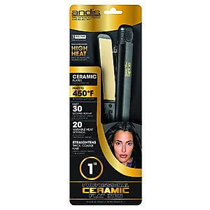 Andis 67095 Professional High Heat 1-inch Ceramic Tourmaline Ionic Flat Iron - Fast, Frizz-Free Ceramic Hair Straightener, Gentle Glide for Waves, Curls, and Smooth Hair, Black/Gold