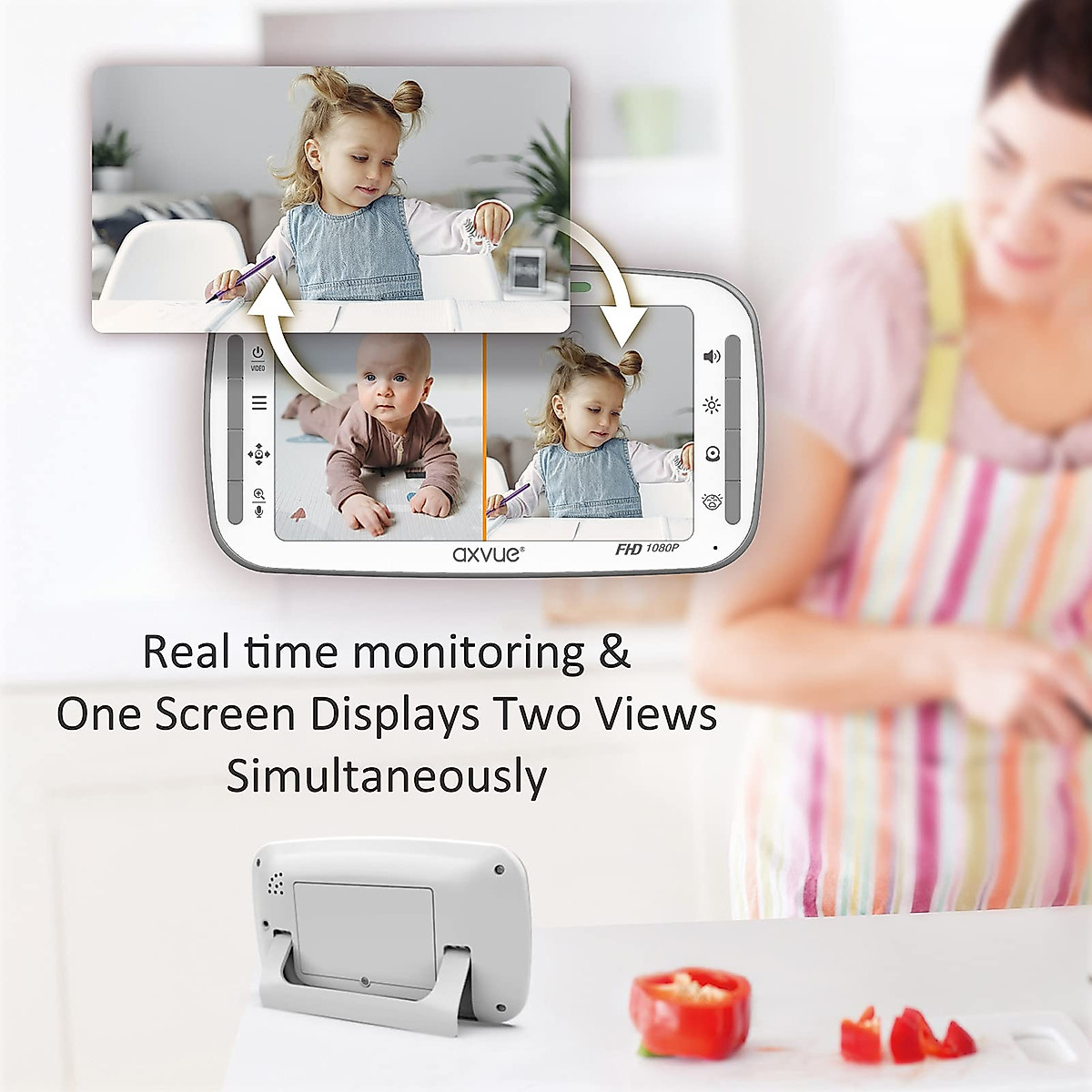 Video Baby Monitor,1080P Full HD Ultra Clear Image Quality,5.5" IPS Screen Monito,Pan Tilt Camera,Range up to 1000ft,18h Battery Life,2-Way Talk,Split Screen,Night Vision,Temperature Monitor,No WiFi.