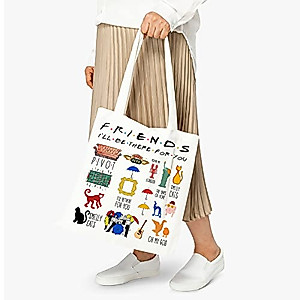 Friends I'll Be There for You Canvas Tote Bag Funny Friends Theme Cotton Reusable Tote Shoulder Bag Present for Friends Fans Women Men