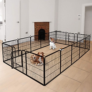 Giantex 40 inch Dog Fence with Door, 16/8 Panels Dog Playpen for Outside Large Dogs, Portable Pet Playpen Fencing Enclosures, Heavy Duty Metal Camping Dog Fences for The Yard (16 Panels, 40 inch)