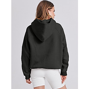 ANRABESS Women Hoodies Oversized Fleece Long Sleeve Comfy Casual Basic Pullover Sweatshirts 2025 Fall Outfits Sweater Black Medium