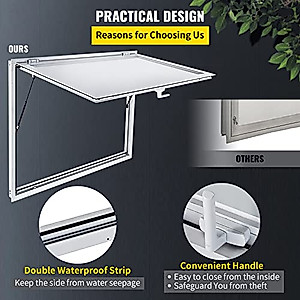 VEVOR Concession Window 36 x 36 Inch, Concession Stand Serving Window Door with Double-Point Fork Lock, Concession Awning Door Up to 85 Degrees for Food Trucks, Glass Not Included