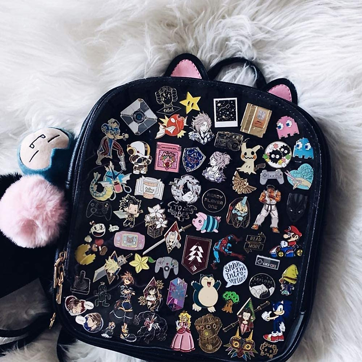 STEAMEDBUN Ita Bag Backpack with Insert Cat ears Pin Display Backpack Collector Bag for Anime Cosplay