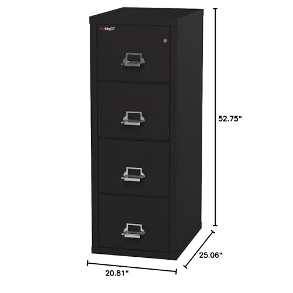 FireKing Vertical 4 Drawer Legal Fire Safe File Cabinet with Key Lock, 1 Hour Fire Rated, UL Rated & Water Resistant Home Safe, Fire Safe Filing Cabinet, Made in The USA, Black