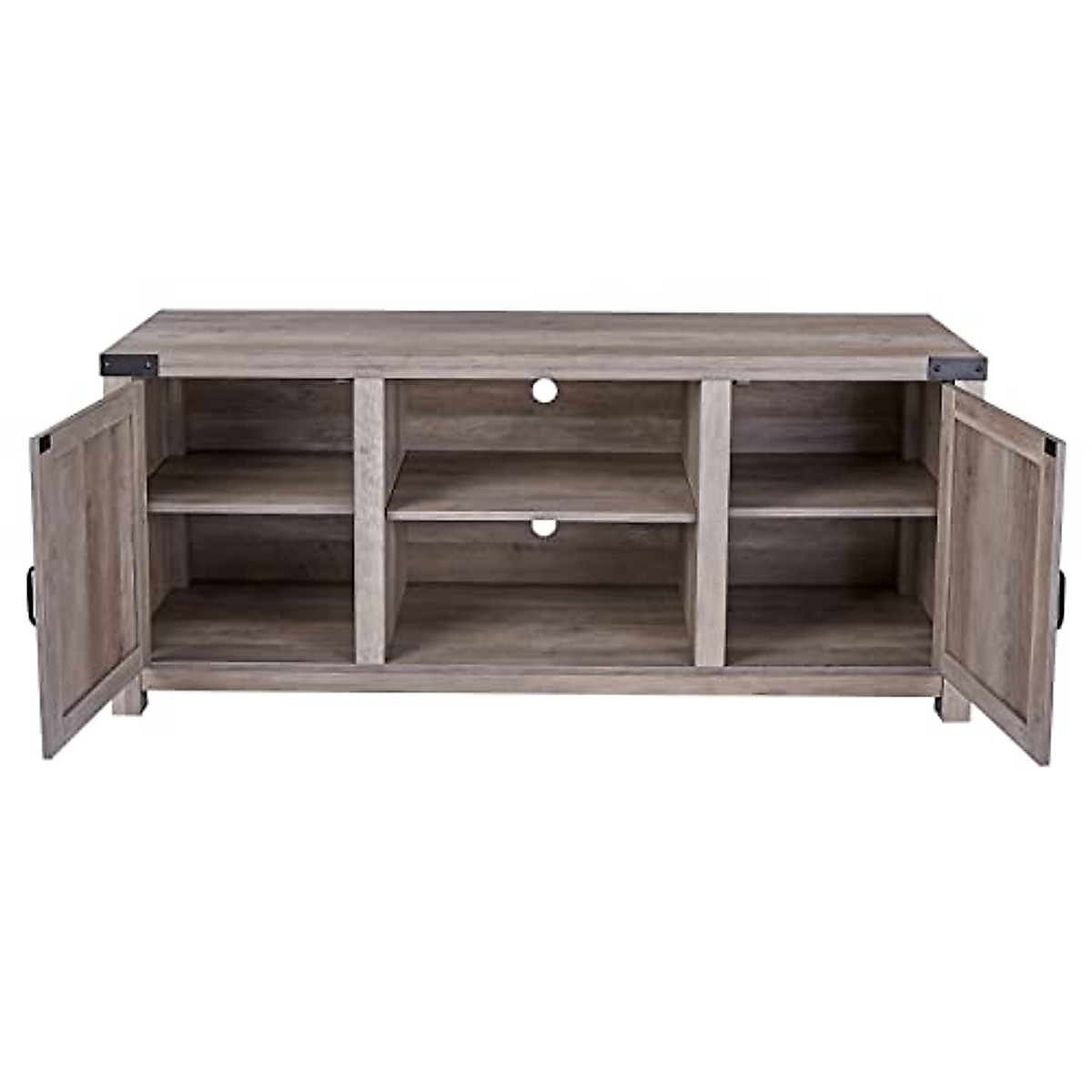 ROCKPOINT 58inch Barn Door TV Stand Entertaiment Media Console Center Industrial Style , Grey Wash