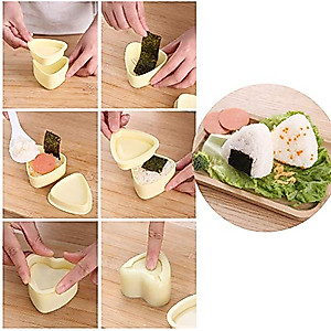 Triangle Sushi Mold,Heart-shaped Sushi Mold, Plum Blossom Sushi Mold Form Sushi Mold Onigiri Rice Mold DIY Tool, Yellow(6pcs)