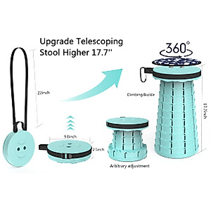 ALEVMOOM Portable Telescoping Stool Collapsible Stool with Cushion & Bag, Retractable Folding Stool for Adults Foldable Seat Sturdy Capacity 440 lbs for Camping Fishing Hiking BBQ