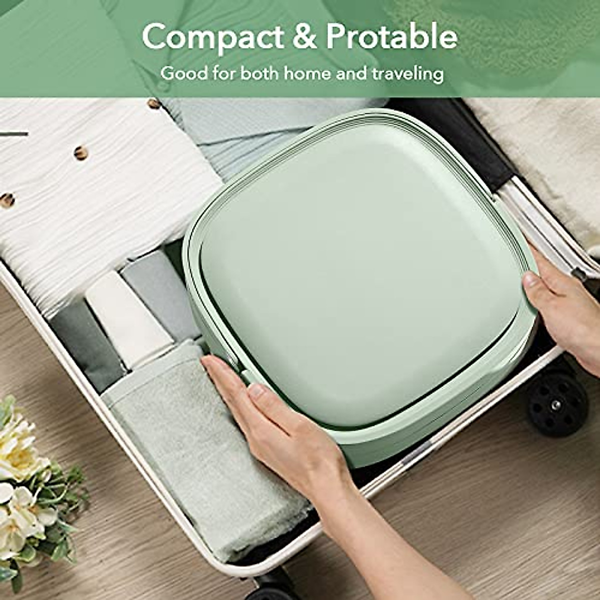 Two Portable Washing Machines - Foldable Mini Small Washer for Washing Baby Clothes, Underwear or Small Items, Suitable for For Apartment, Laundry, Camping, RV, Travel