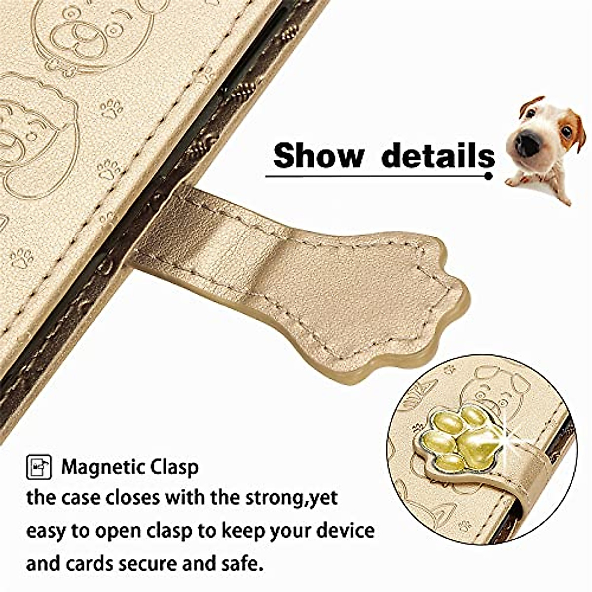 ONV Wallet Case Compatible with Samsung Galaxy S9 Plus - Adjustable Strap Sparkly Animal Leather Folio Cover Card Holder Anti-Shock Stand Magnet Flip Case for Samsung Galaxy S9 Plus [MG] -Gold
